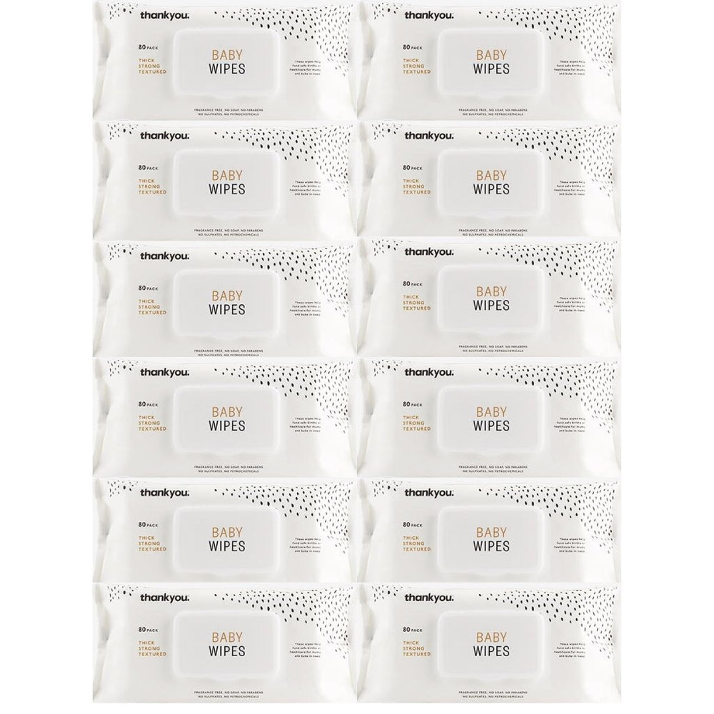 Thankyou Thick Baby Wipes - Bulk 12x80 | The Nappy Shop